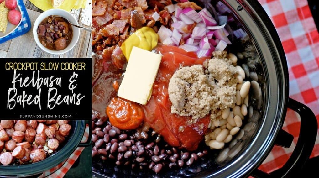 Crock Pot Kielbasa And BBQ Baked Beans Slow Cooker Recipe