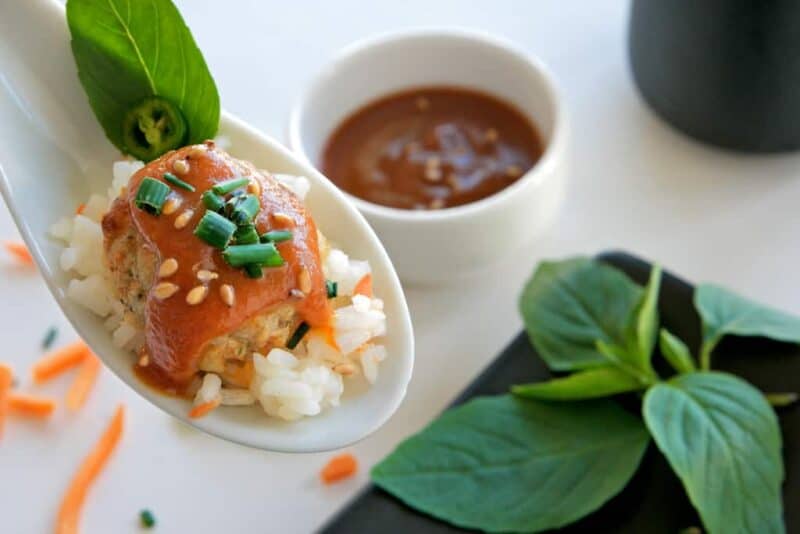 Spicy Asian Meatballs And Rice Appetizer Recipe